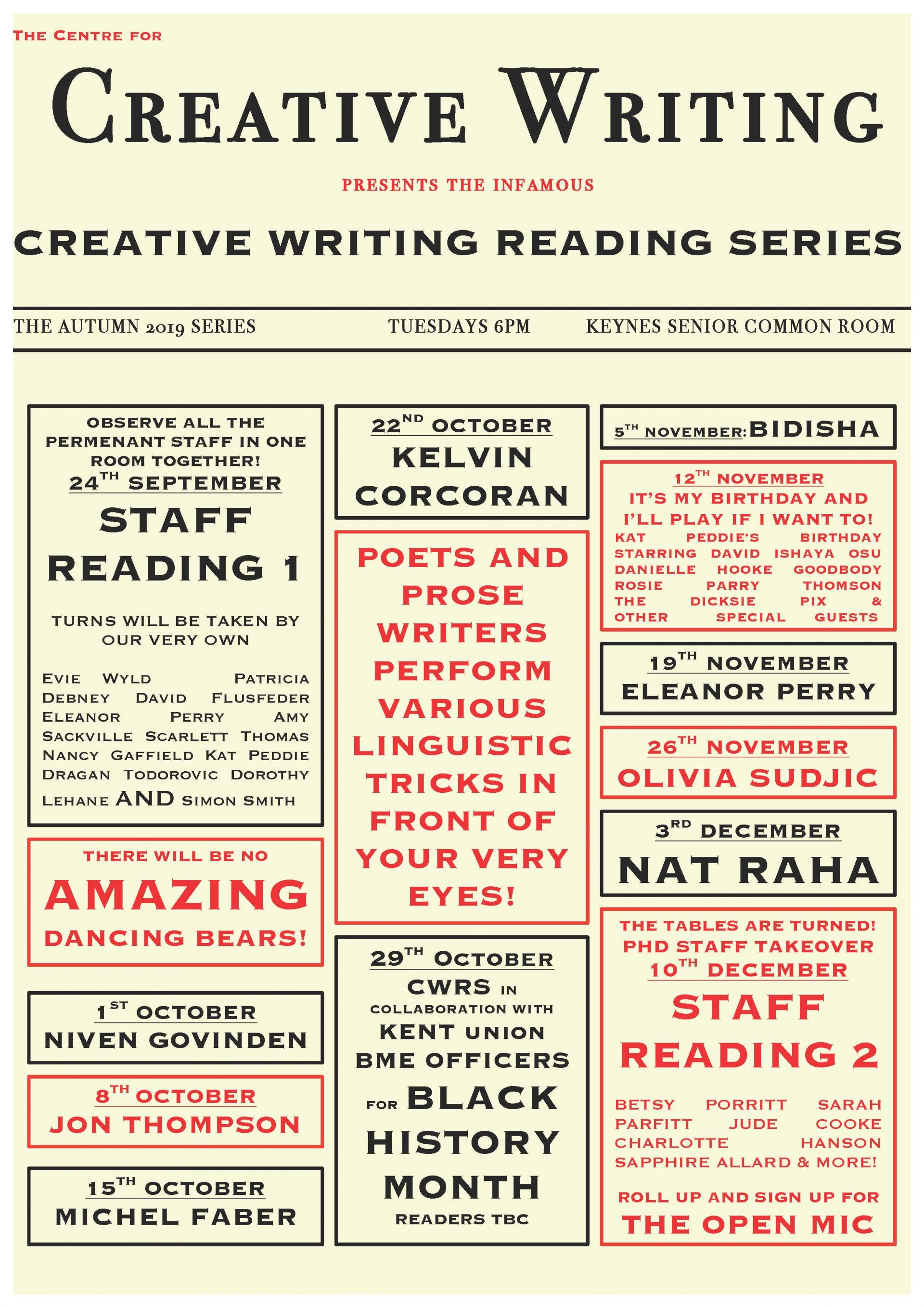 Creative Writing Reading Series – School of English / news