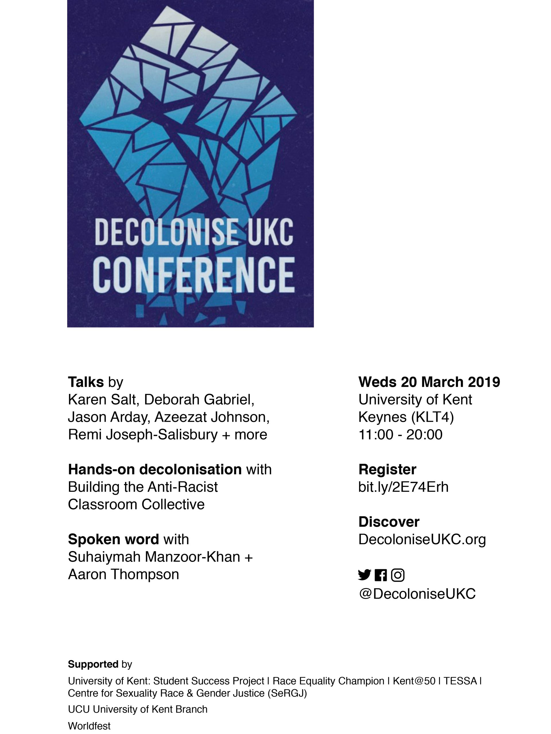 Decolonising the Curriculum Conference at Kent on Wednesday 20 March ...