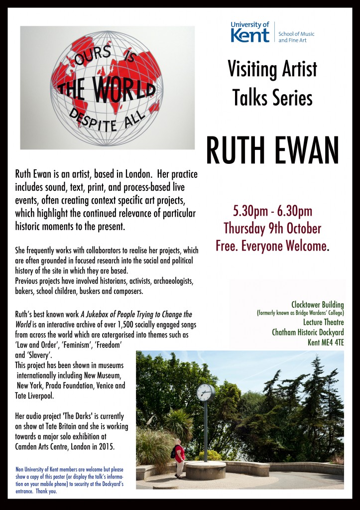 Ruth Ewan kicks off the first Visiting Artist Talk for 2014/15 | School ...