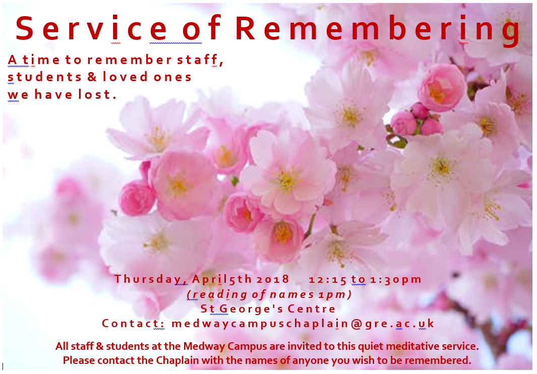 Medway Service of Remembering | Staff and Student News