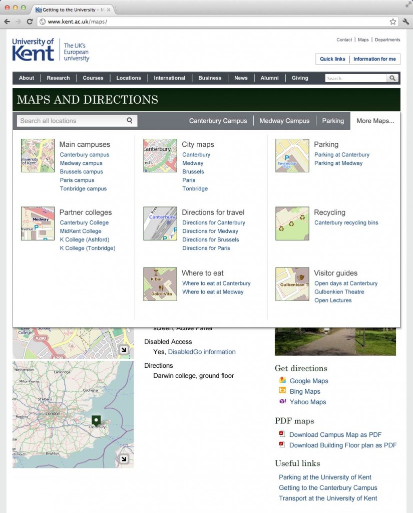 Our plans for www.kent.ac.uk/maps – Web Development Team